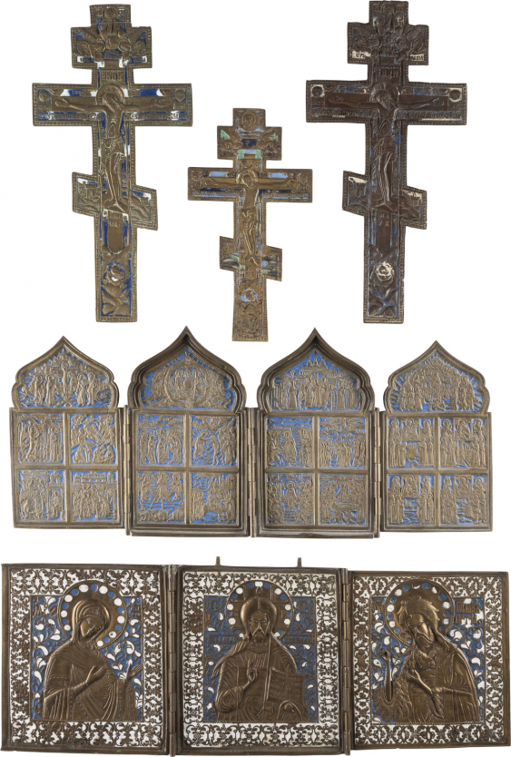 FÜNF BRONZE-IKONEN: DREI KRUZIFIXE, TRIPTYCHON MIT DEESIS UND TETRAPTYCHON — Entdecken Sie ...