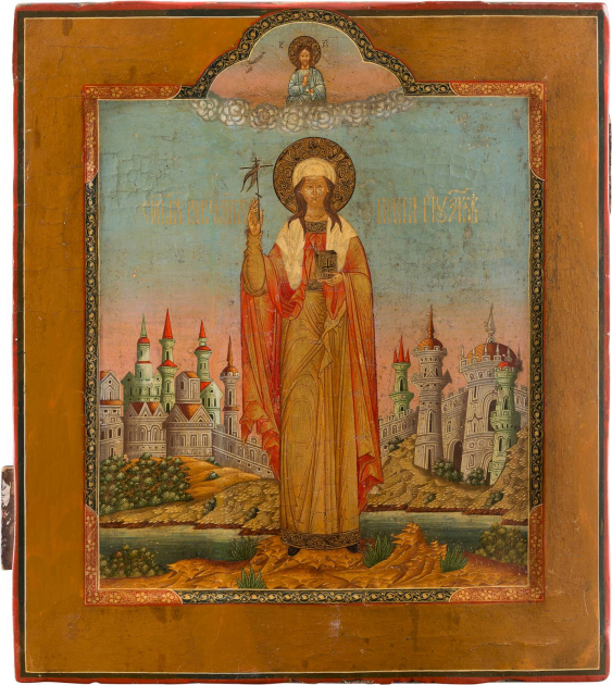 A RARE ICON SHOWING THE MARTYR ST. NINA OF GEORGIA