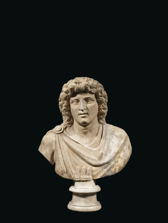 A ROMAN MARBLE BUST OF ALEXANDER HELIOS