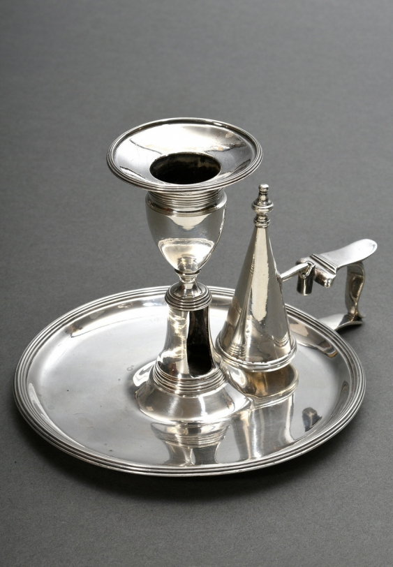 Tellerleuchter mit Löscher, MZ: Timothy Renou, London 1800, Silber 925 ...