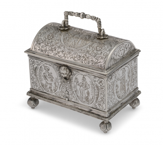 A DUTCH SILVER MARRIAGE CASKET