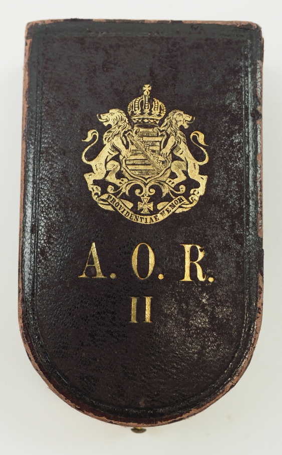 Sachsen: Albrechtsorden, 2. Modell (1876-1918), Ritterkreuz 2. Klasse Etui.