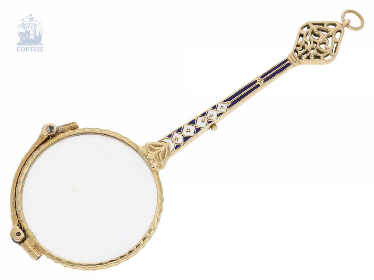 Lorgnette/Lorgnon: sehr seltenes Lorgnon, um 1900, Gold/Email — buy at ...