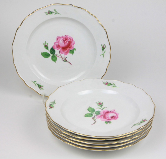 Meissen Satz Speiseteller *Rote Rose*