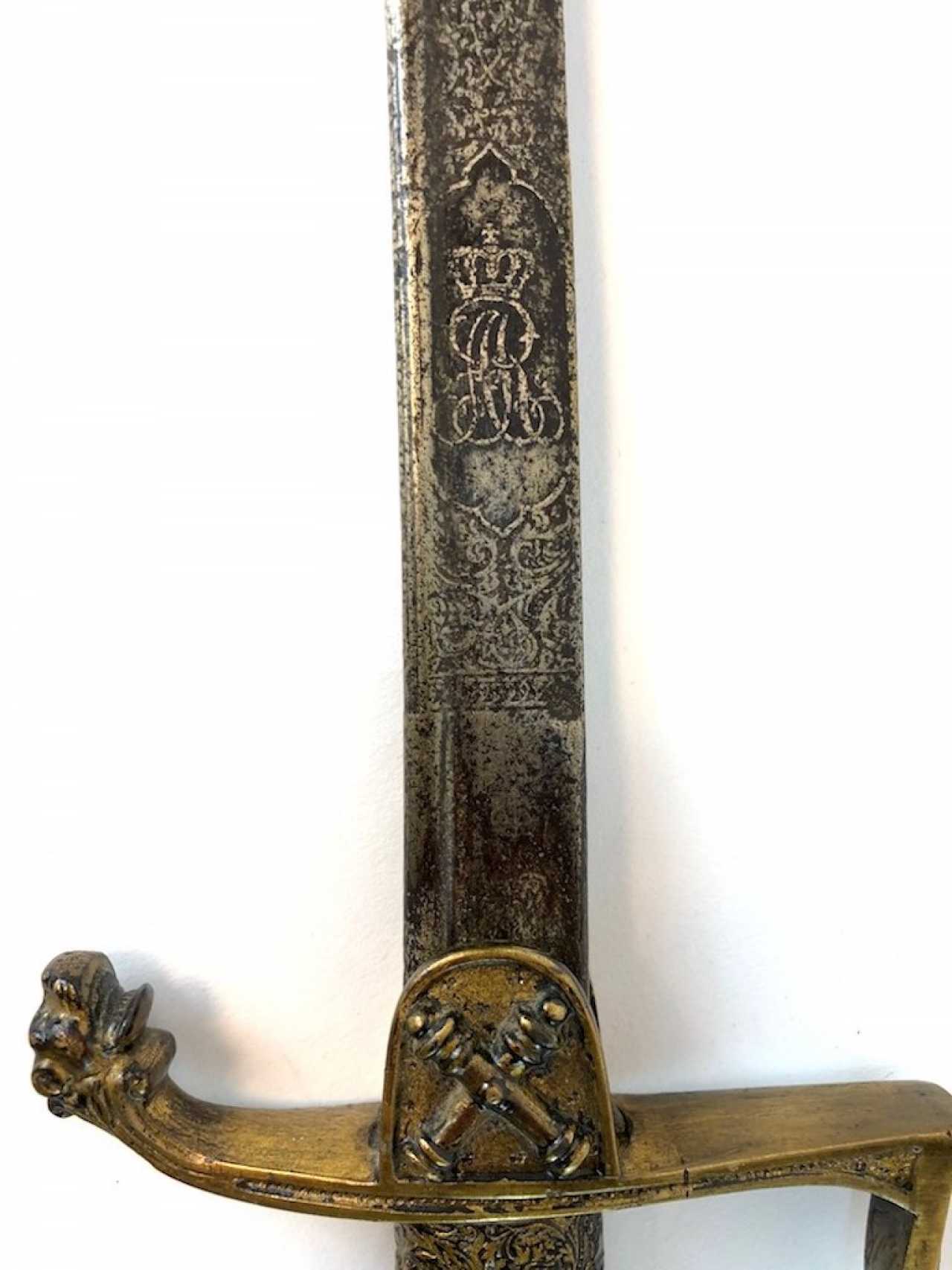 Kingdom of Saxony: artillery lion's head sabre for an officer. Time of ...