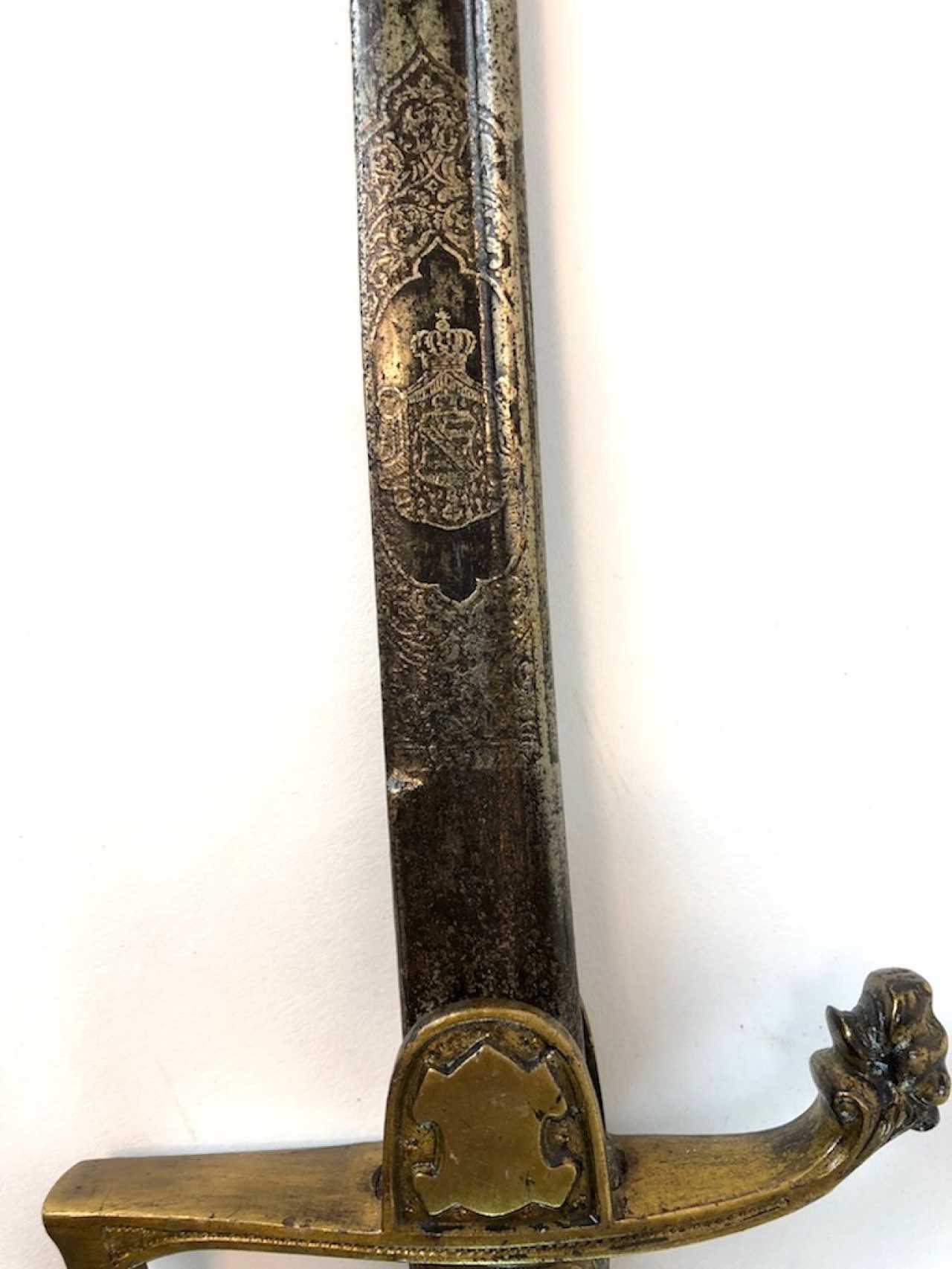 Kingdom of Saxony: artillery lion's head sabre for an officer. Time of ...