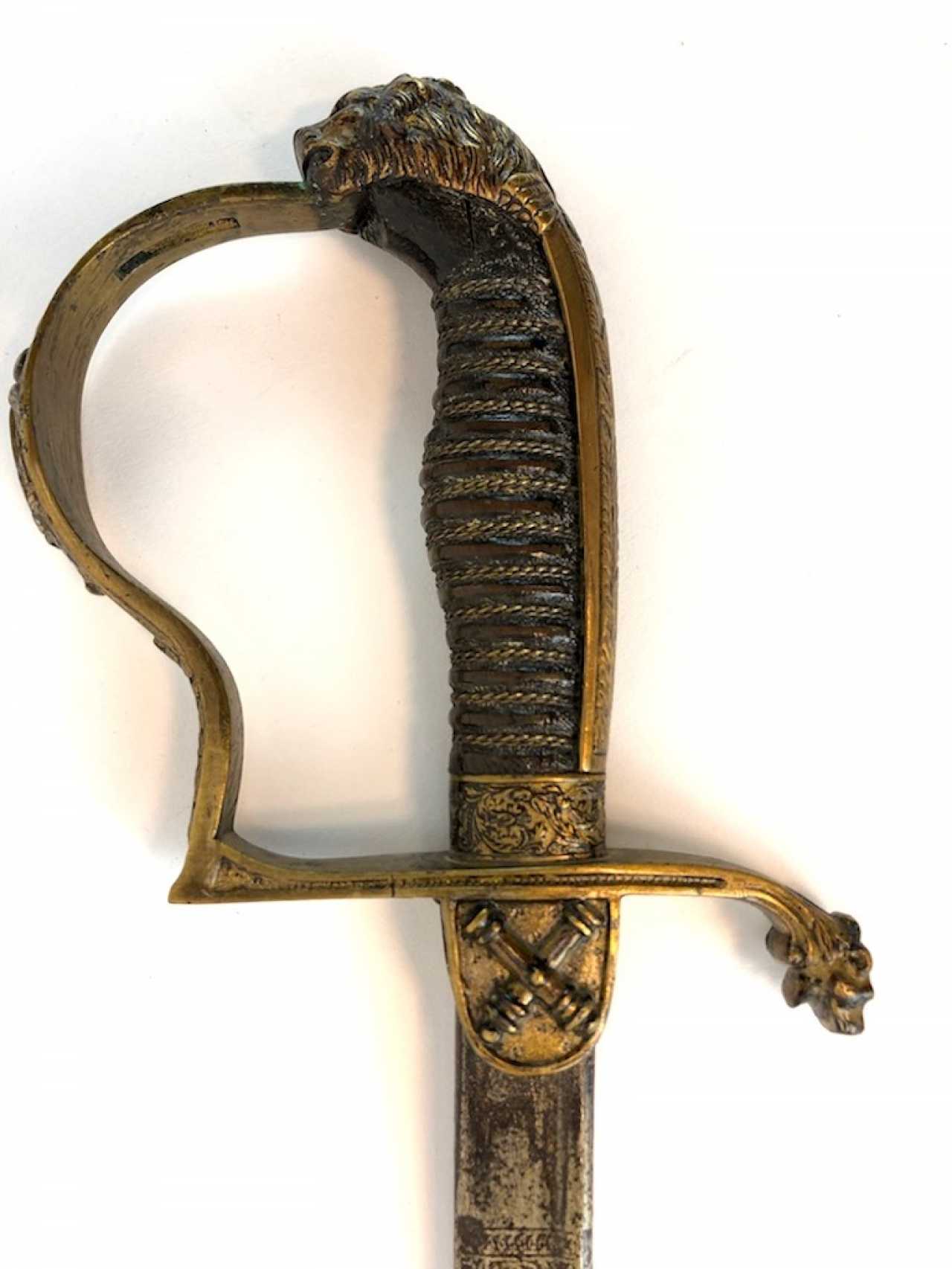 Kingdom of Saxony: artillery lion's head sabre for an officer. Time of ...