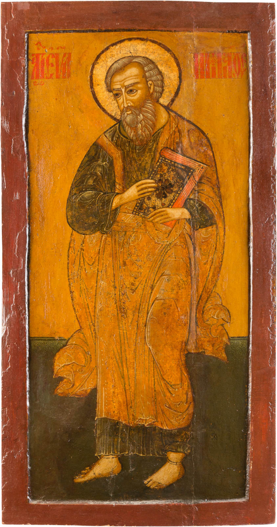 MONUMENTALE IKONE MIT DEM EVANGELISTEN MATTHÄUS AUS EINER KIRCHEN-IKONOSTASE