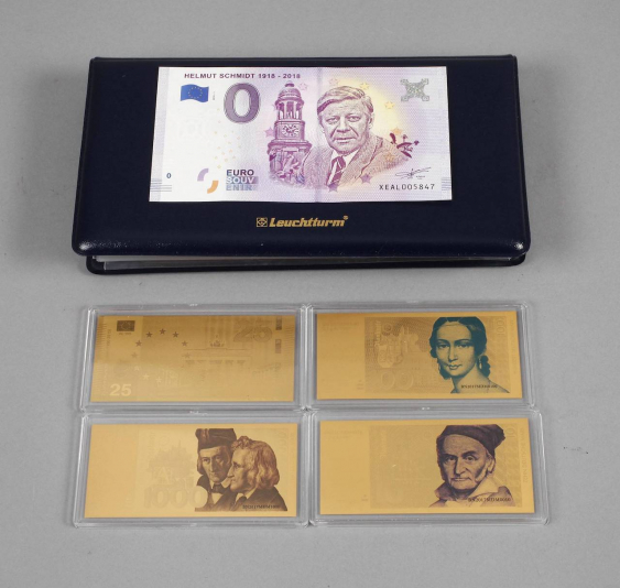 Konvolut goldene DM/€-Geldscheine