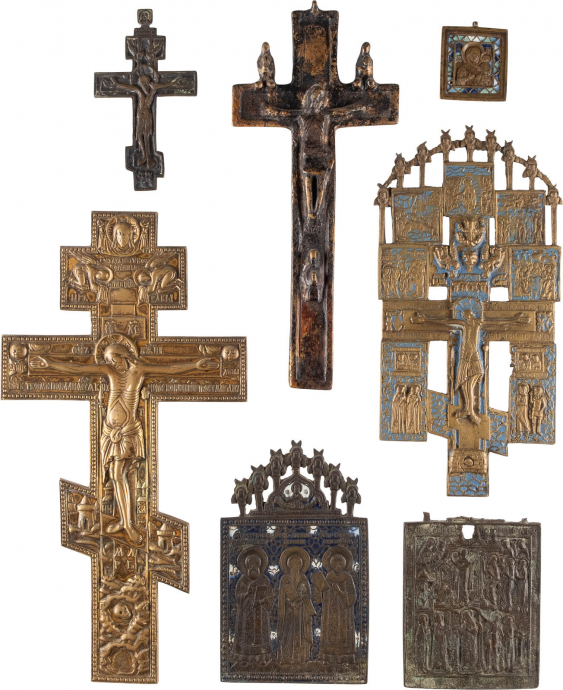 VIER KRUZIFIXE UND DREI BRONZE-IKONEN — Katalog 97-IV: Bronzeikonen | Russische kunst | Foto in ...