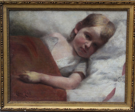 Edmund Edel (1863-1934), Portrait of a resting child