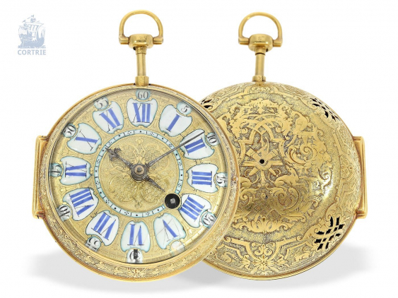Pocket watch: a Museum rarity, Louis XIV Oignon with gold case, gold ...