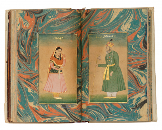 AN ALBUM OF PORTRAITS OF MUGHAL RULERS, THEIR ATTENDANTS, AND THEIR ...