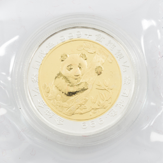 China / Gold / Silber - Panda-Medaille Bimetal 1996, Munich ...