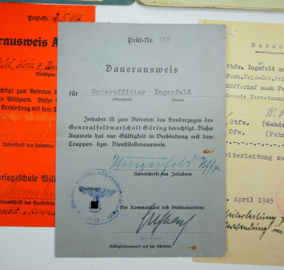 Ausweis Nachlass eines Oberfeldwebels der 3. Fallschirm-Jäger-Division ...