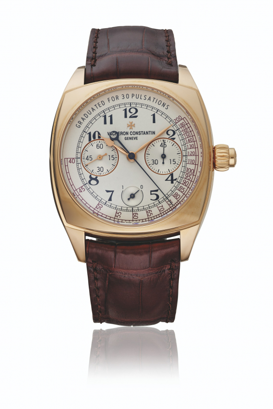 VACHERON CONSTANTIN. A RARE 18K PINK GOLD CUSHION-SHAPED SINGLE-BUTTON ...