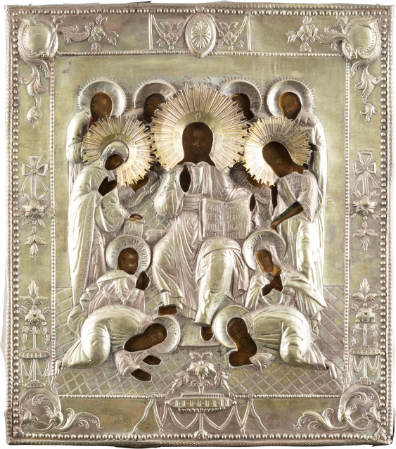 IKONE MIT ERWEITERTER DEESIS (SEDMITSA) IM MESSING-OKLAD