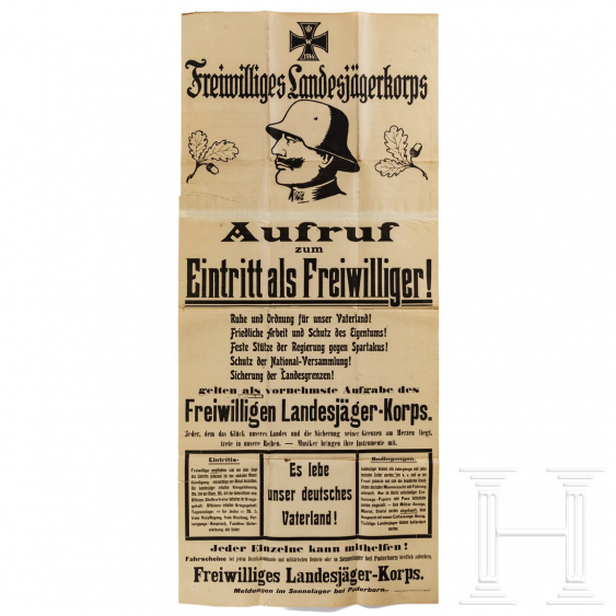 Werbeplakat für das Freiwillige Landesjägerkorps (Maercker ...