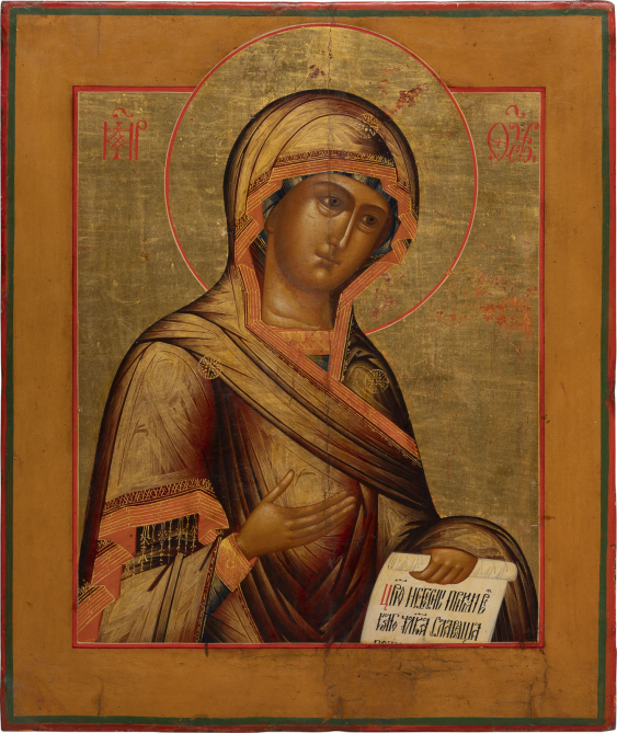 A LARGE ICON SHOWING THE MOTHER OF GOD FROM A DEISIS