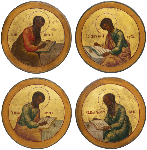 A SET OF FOUR ICONS SHOWING THE FOUR EVANGELISTS