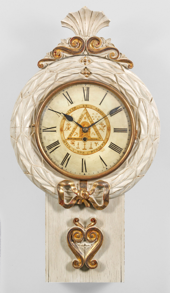 Wall clock with Masonic symbols