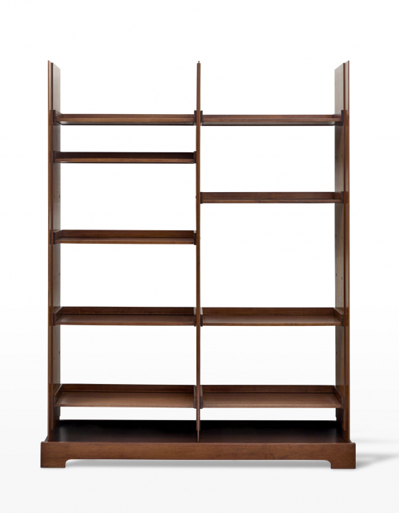 Bookcase in solid teak wood, edged and veneered, composed of three ...