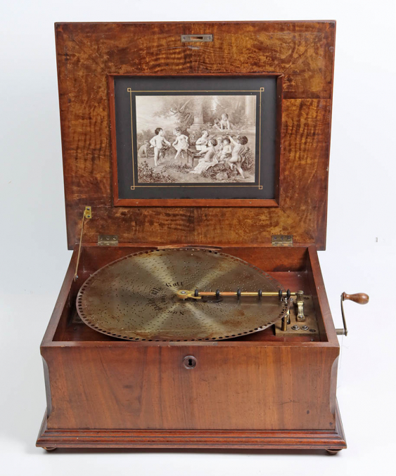 Polyphon mit 25 Platten um 1900