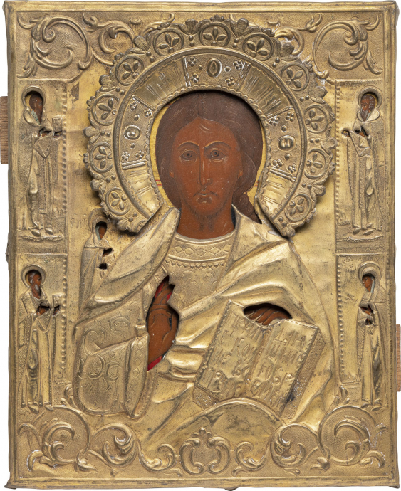 IKONE MIT CHRISTUS PANTOKRATOR MIT OKLAD