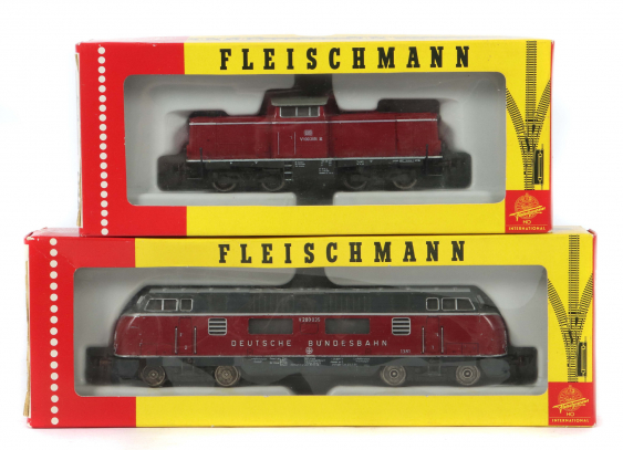 2 Dieselloks Fleischmann, Spur H0, ca. 1960er Jahre, DL…