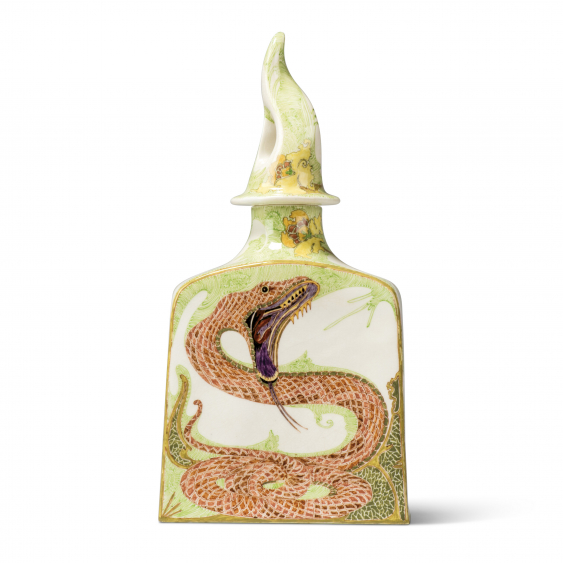 A ROZENBURG EGGSHELL PORCELAIN ARCHED RECTANGULAR FLASK AND STOPPER