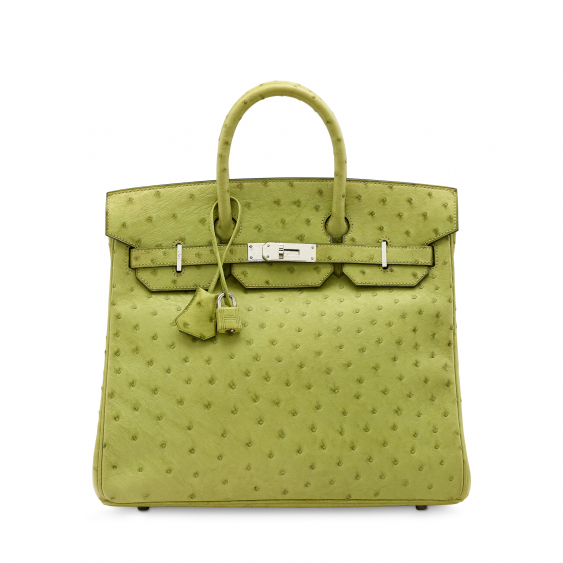A VERT ANIS OSTRICH LEATHER HAC BIRKIN 32 WITH PALLADIUM HARDWARE