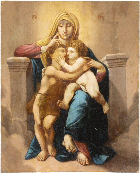 IKONE MIT DER MADONNA MIT CHRISTUS UND DEM JOHANNESKNABEN NACH GIOVANNI BATTISTA