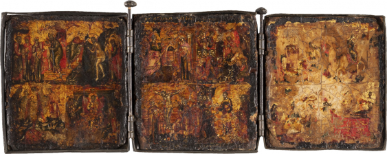 KLEINES TRIPTYCHON MIT HOCHFESTEN DES ORTHODOXEN KIRCHENJAHRES