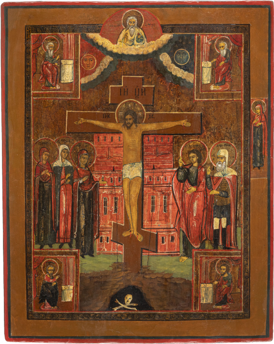 GROSSFORMATIGE IKONE MIT DER KREUZIGUNG CHRISTI