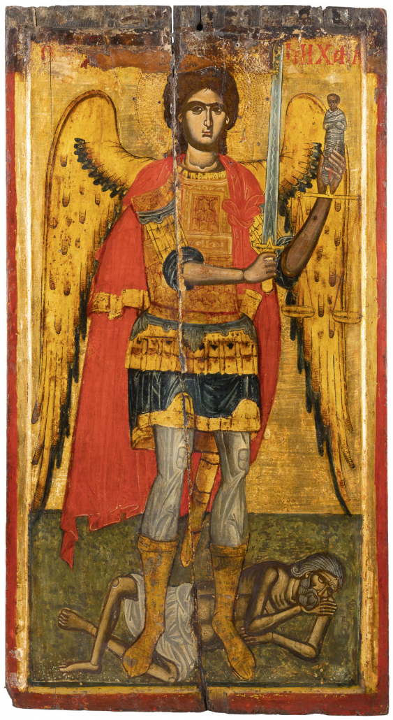 MONUMENTALE IKONE MIT DEM ERZENGEL MICHAEL ALS PSYCHOPOMPOS