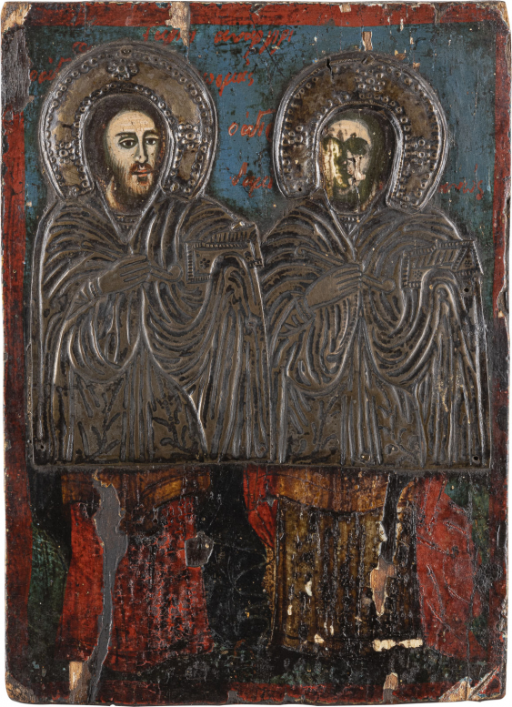 KLEINE IKONE MIT DEN HEILIGEN KOSMAS UND DAMIAN — Entdecken Sie seltene und faszinierende ...