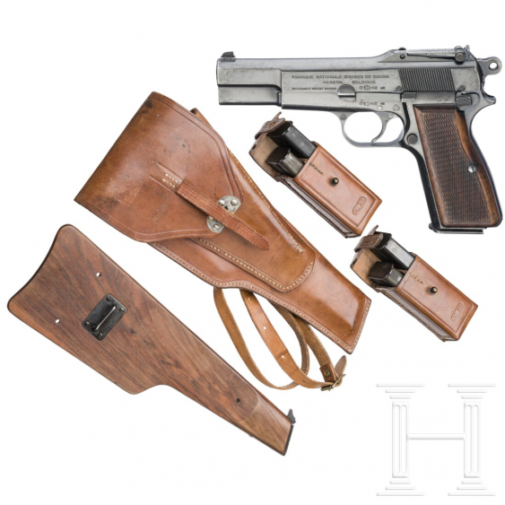 FN GP (Grand Puissance) - HP Mod 35, Anschlagbrett und Tasche