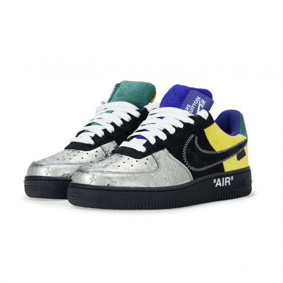 LOUIS VUITTON NIKE AIR FORCE 1 LOW SILVER SNEAKER BY VIRGIL ABLOH