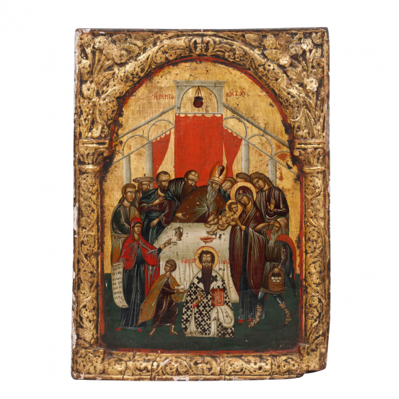 RARE ICON WITH THE CIRCUMCISION OF CHRIST,
