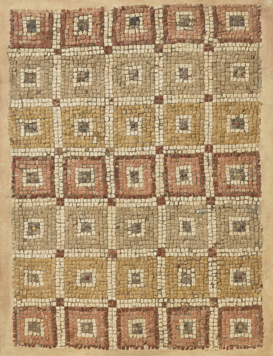 A BYZANTINE MARBLE MOSAIC PANEL WITH A GEOMETRIC PATTERN