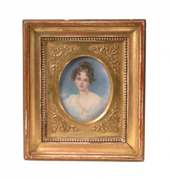 Biedermeier-Miniatur: Bildnis einer jun