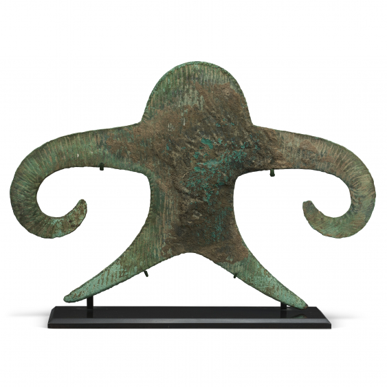 A COPPER ANTHROPOMORPHIC FIGURE