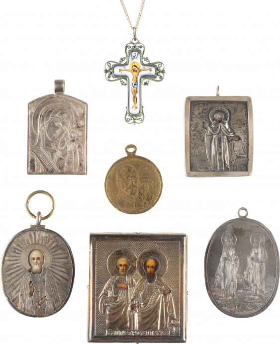 A COLLECTION OF SEVEN ICON PENDANTS SHOWING THE KAZANSKA — catalogue ...
