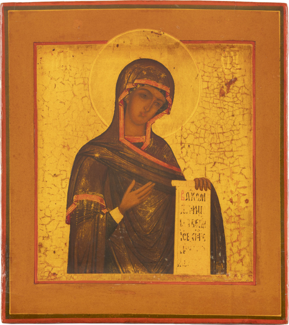 A PAIR OF ICONS FROM A DEISIS SHOWING THE MOTHER OF GOD AND