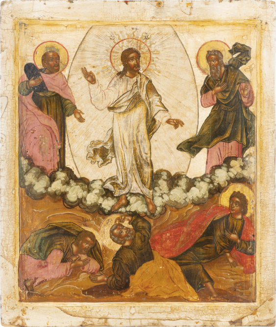 A LARGE AND FINE ICON SHOWING THE TRANSFIGURATION OF CHRIST