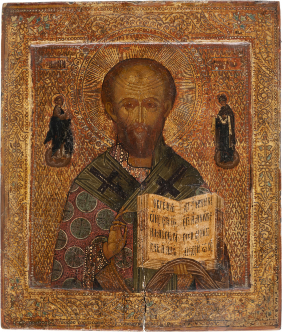 AN ICON SHOWING ST. NICHOLAS OF MYRA Russian, late 19th cen — Katalog ...