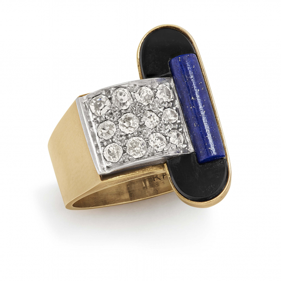 RAYMOND TEMPLIER ART DECO DIAMOND, ONYX AND LAPIS RING — Katalog Jewels ...