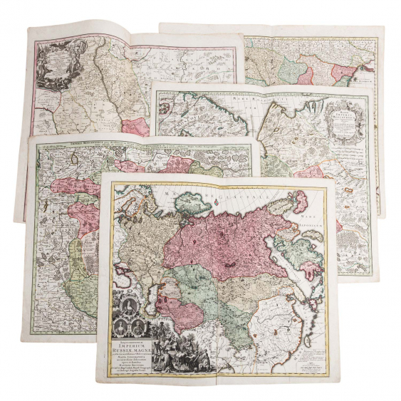 5 historical copper engraved maps of Eastern Europe, 18th c.