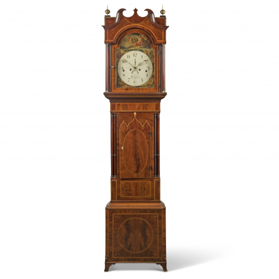 A REGENCY MAHOGANY STRIKING LONGCASE CLOCK WITH MUSICAL MOVEMENT AND ...