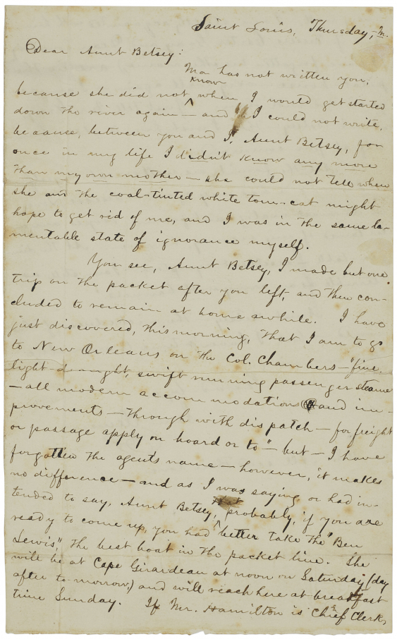 A very early letter as a riverboat pilot — Katalog The Bruce M. Lisman ...